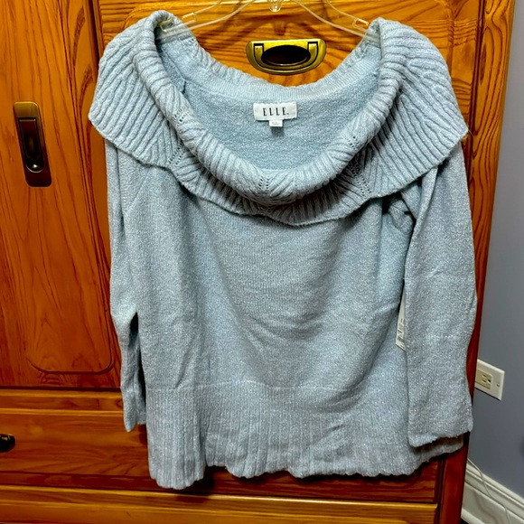 Elle | Sweaters | Xl Sparkly Pale Blue Off Shoulder Sweater By Elle | Poshmark